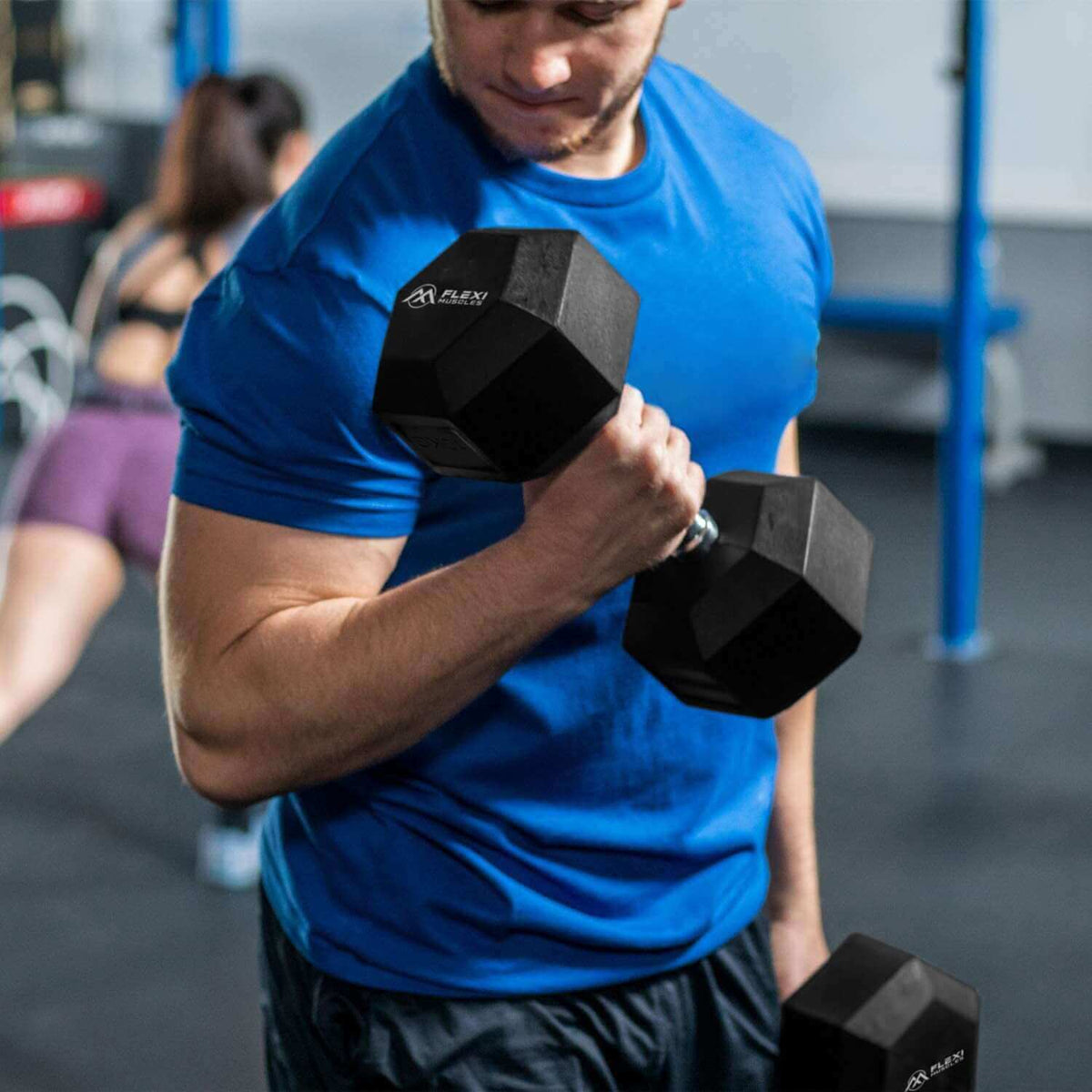 Flexi Muscles–Hex Rubber Encased Dumbbell for Weight Lifting