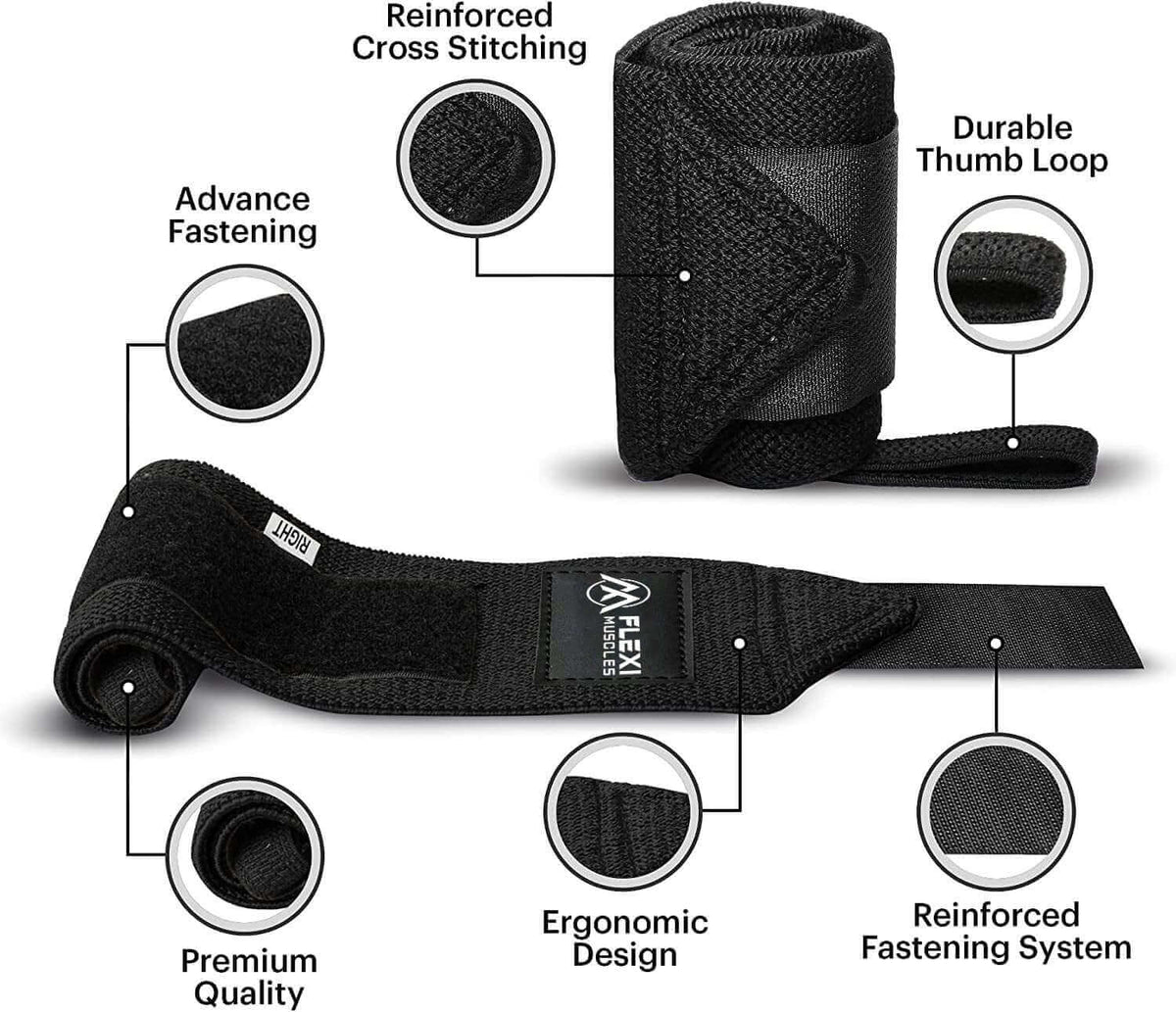 Flexi Muscles - Wrist Wraps For Weightlifting (Set of 2).